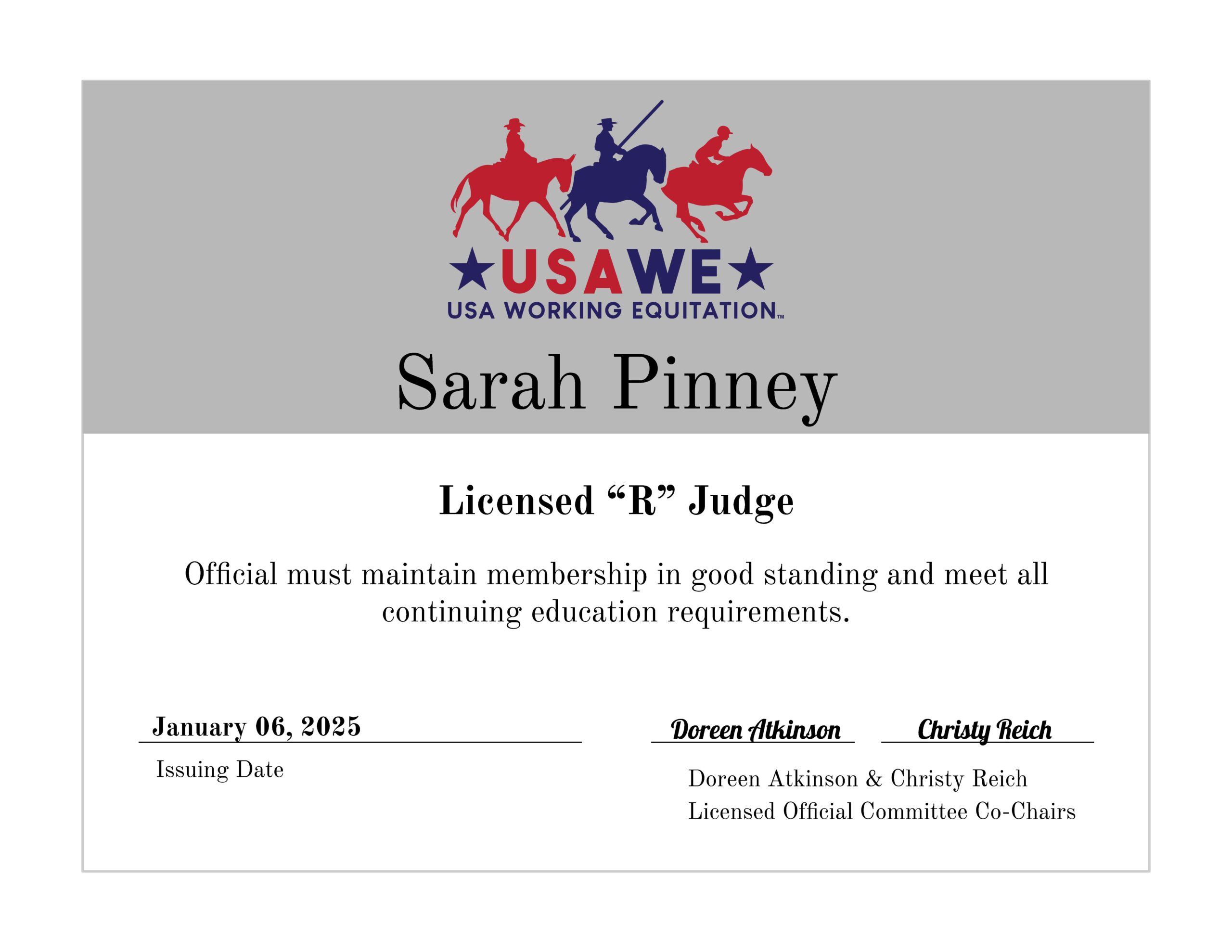 Licensed Official Sarah Pinney from "r" judge to "R" judge - USA ...